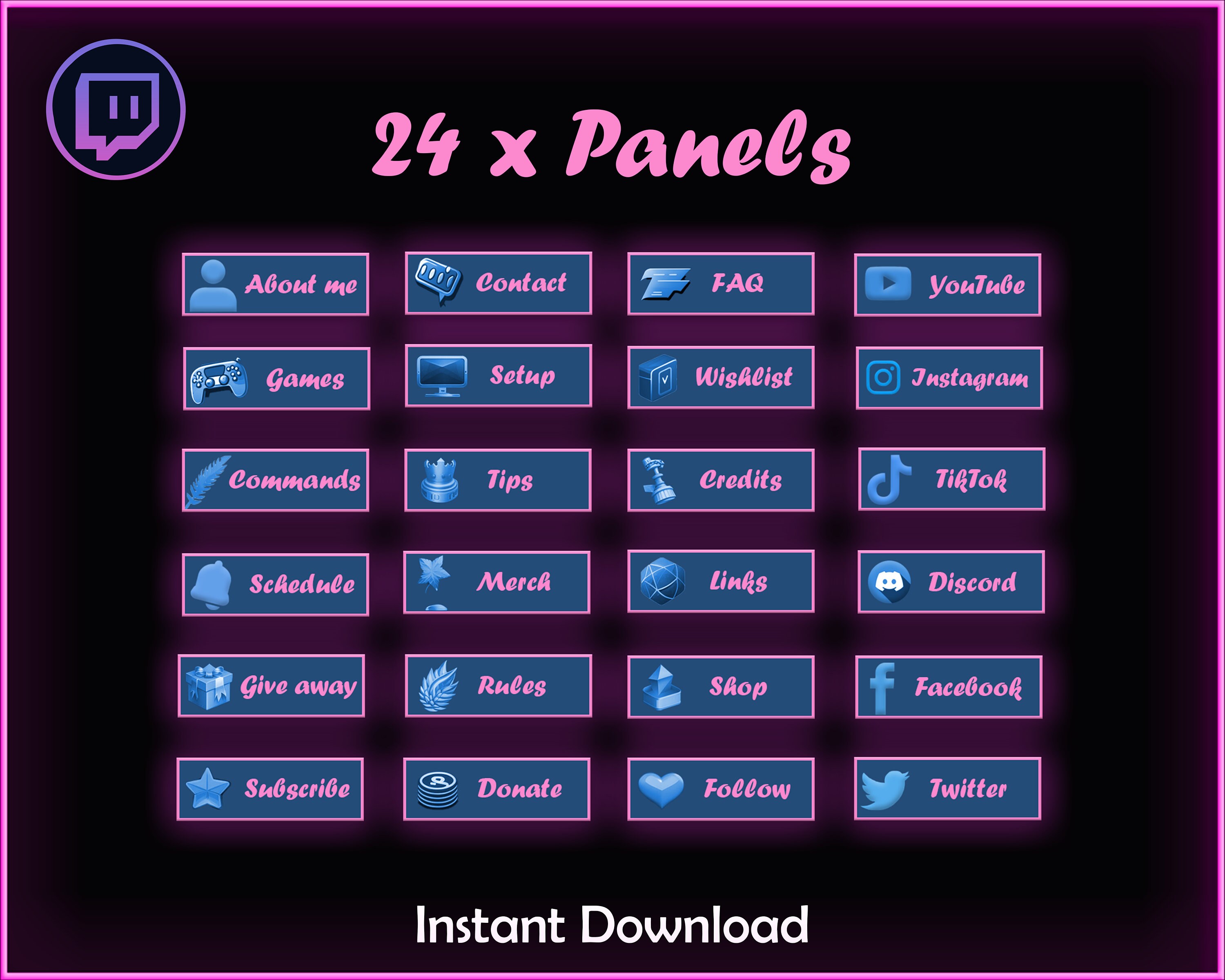 Twitch Panels Pack Streaming Panels Aesthetic Twitch - Etsy