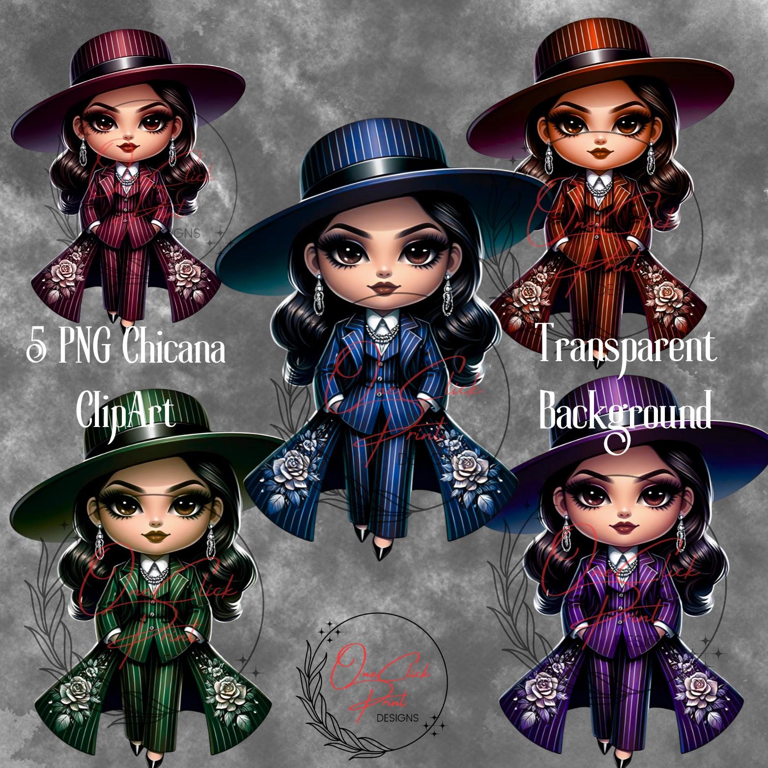 Chicano Zoot Suit Clipart Bundle - Chibi Style, Vintage Inspired, High ...