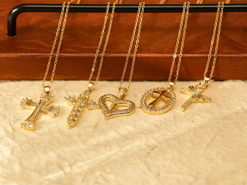 Crown & Cross Gold Necklace for Her| Titanium Steel Collarbone Chains ...