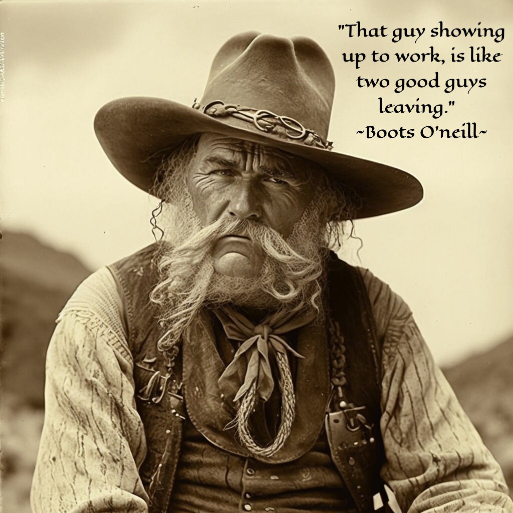 That Guy Showing up to Work, is Like Two Good Guys Leaving. Boots O'neill, Savvy Saying - Etsy
