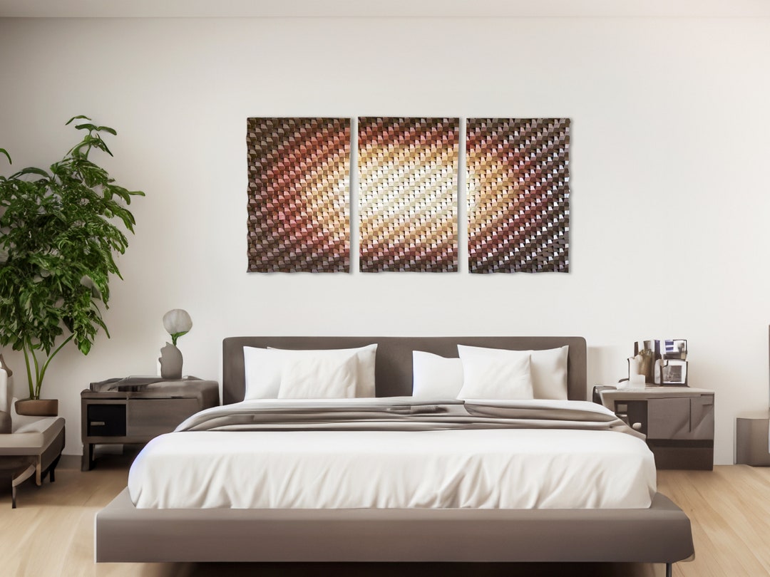 Unique Wood Sound Diffuser Tri-panel Light Center Large Colorful ...