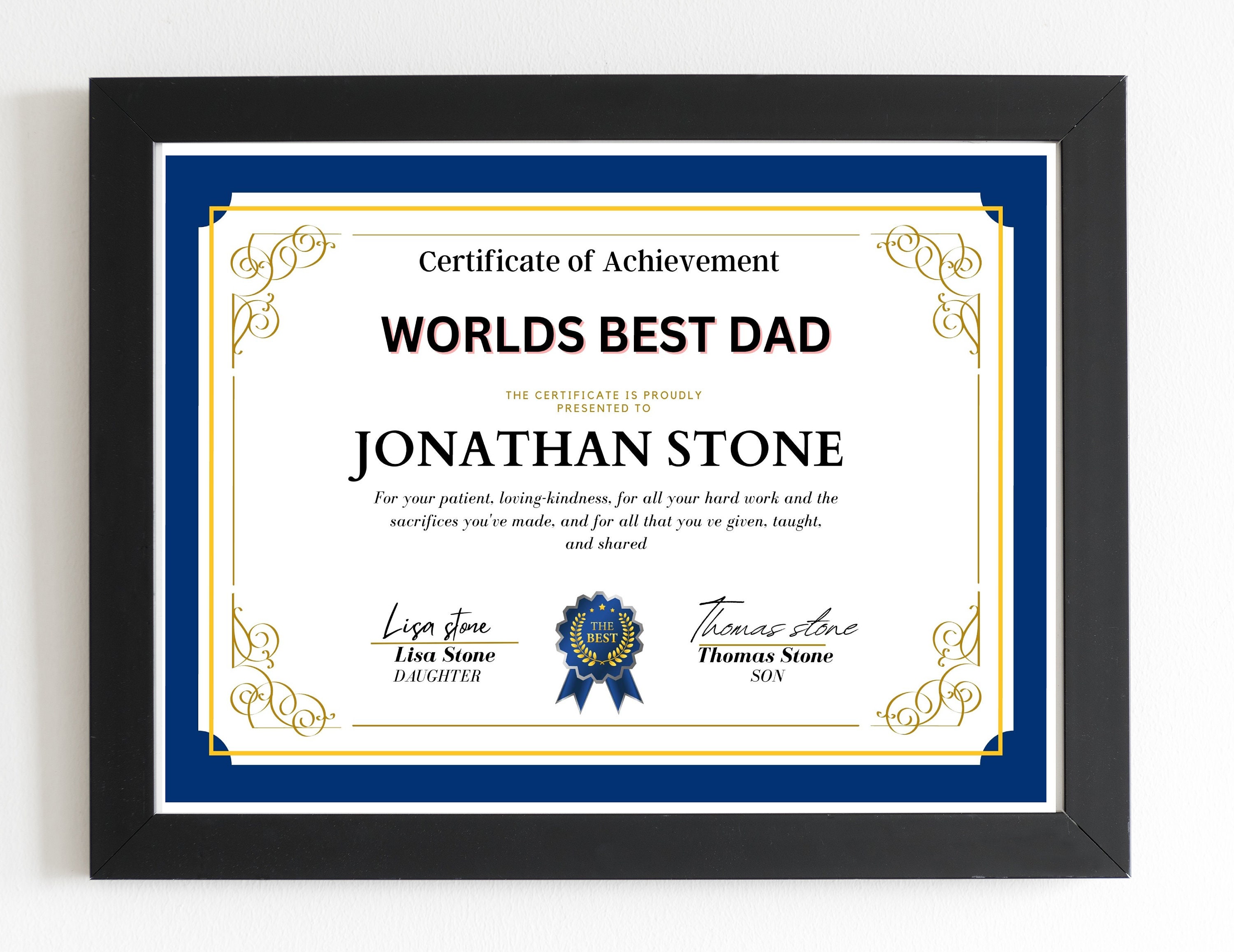 Best DAD Award Certificate Gift for Dad Gift for Fathers - Etsy