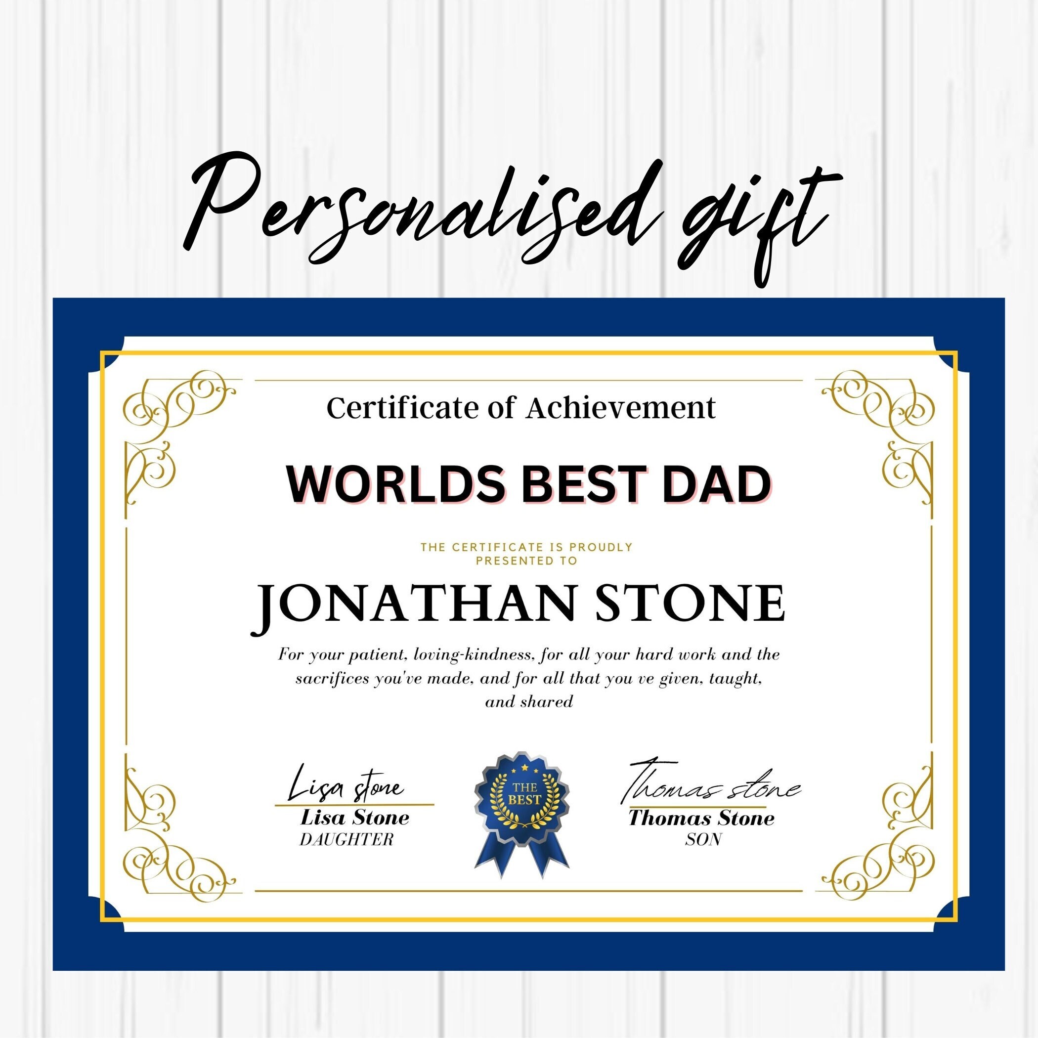 Best DAD Award Certificate Gift for Dad Gift for Fathers - Etsy