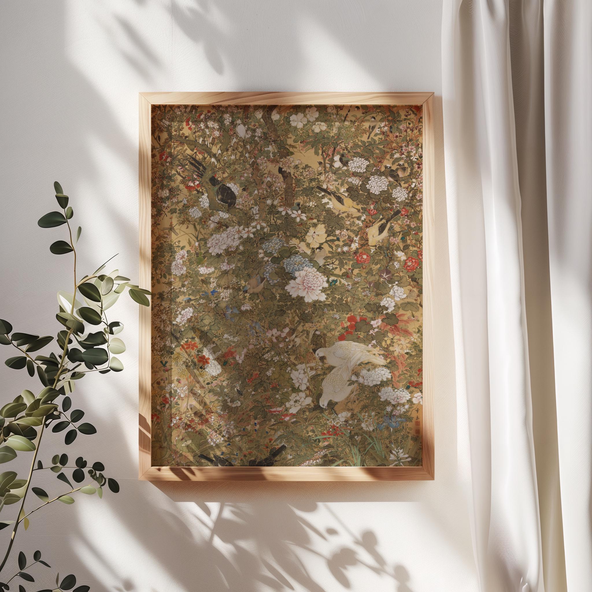 Chinese Floral Bird Print: Vintage Botanical Wall Art (digital Download ...