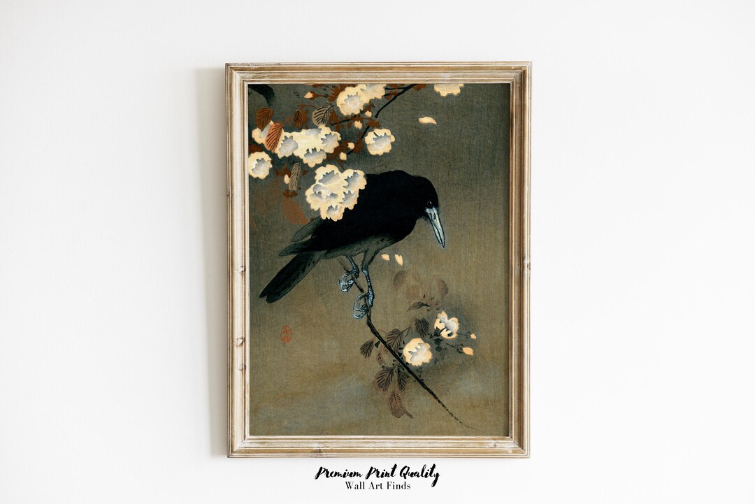 Ohara Koson Crow and White Blossoms Print: Japanese Wabi-sabi Art ...