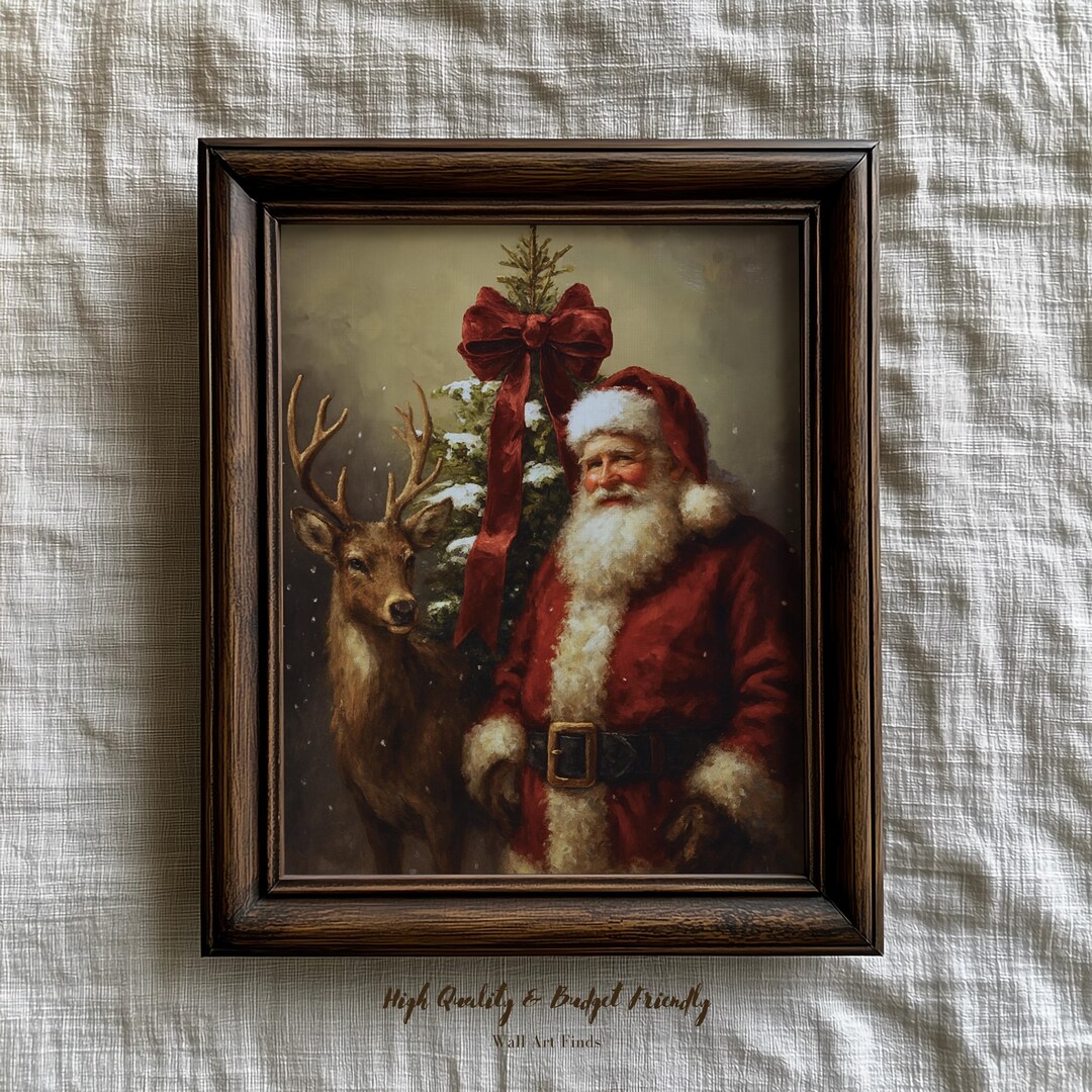 Vintage Santa Claus Art: Classic Christmas Reindeer Illustration (CMYK ...