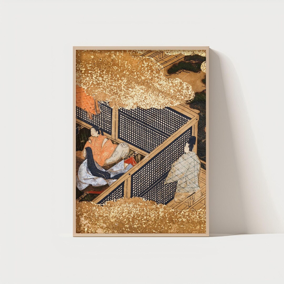 Heian Era Japanese Court Scene Art Print: Gold Oriental Artwork ...
