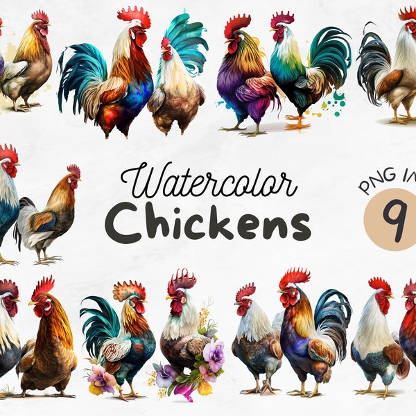 Digital Chicken Clipart - Etsy