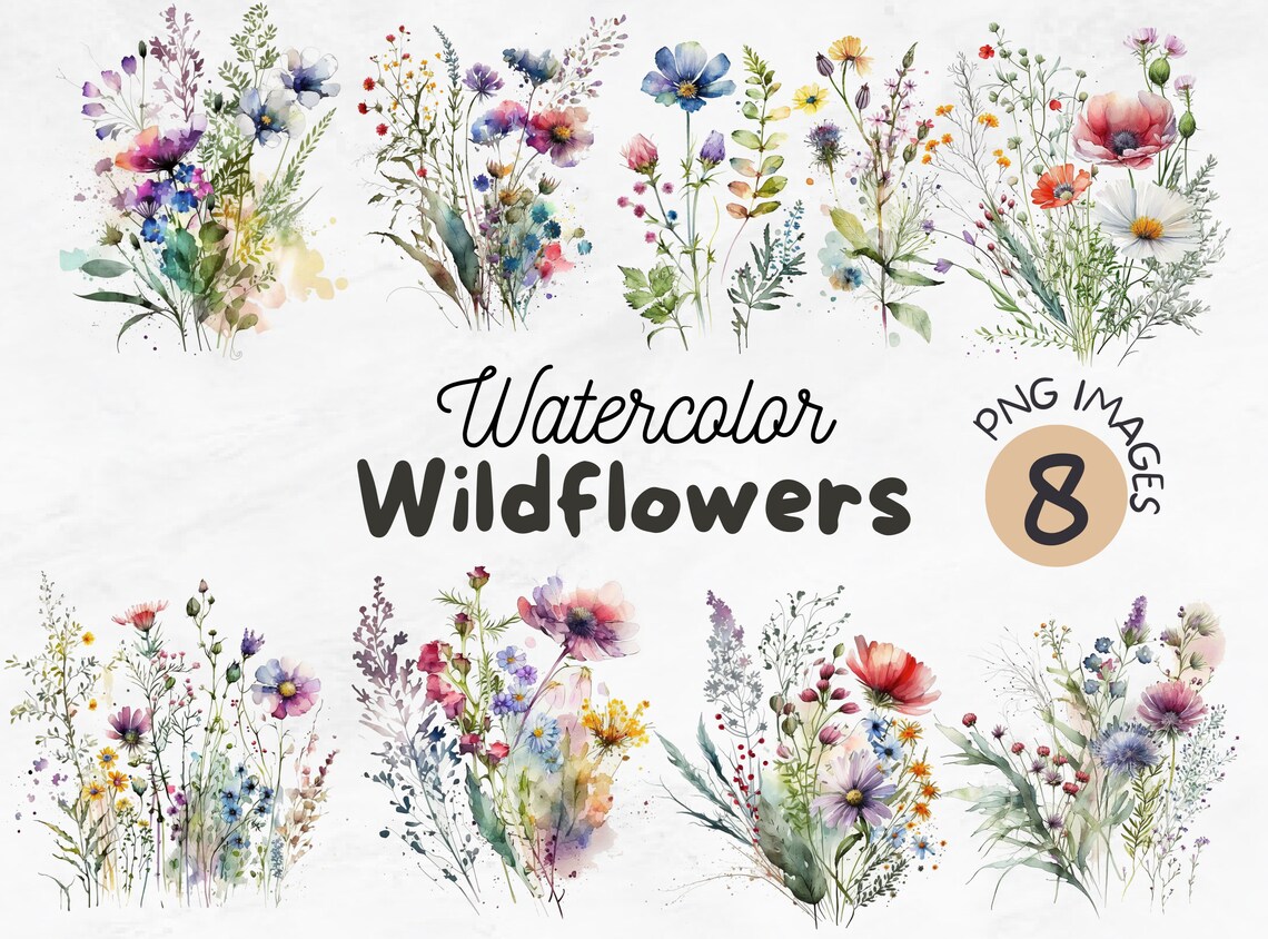 Watercolor Wildflowers PNG Wildflower Clipart Watercolor Flowers Png ...