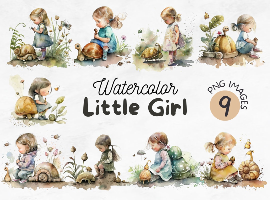 Watercolor Little Girl PNG | Little Girl Clipart | Girl Clipart | Cute ...
