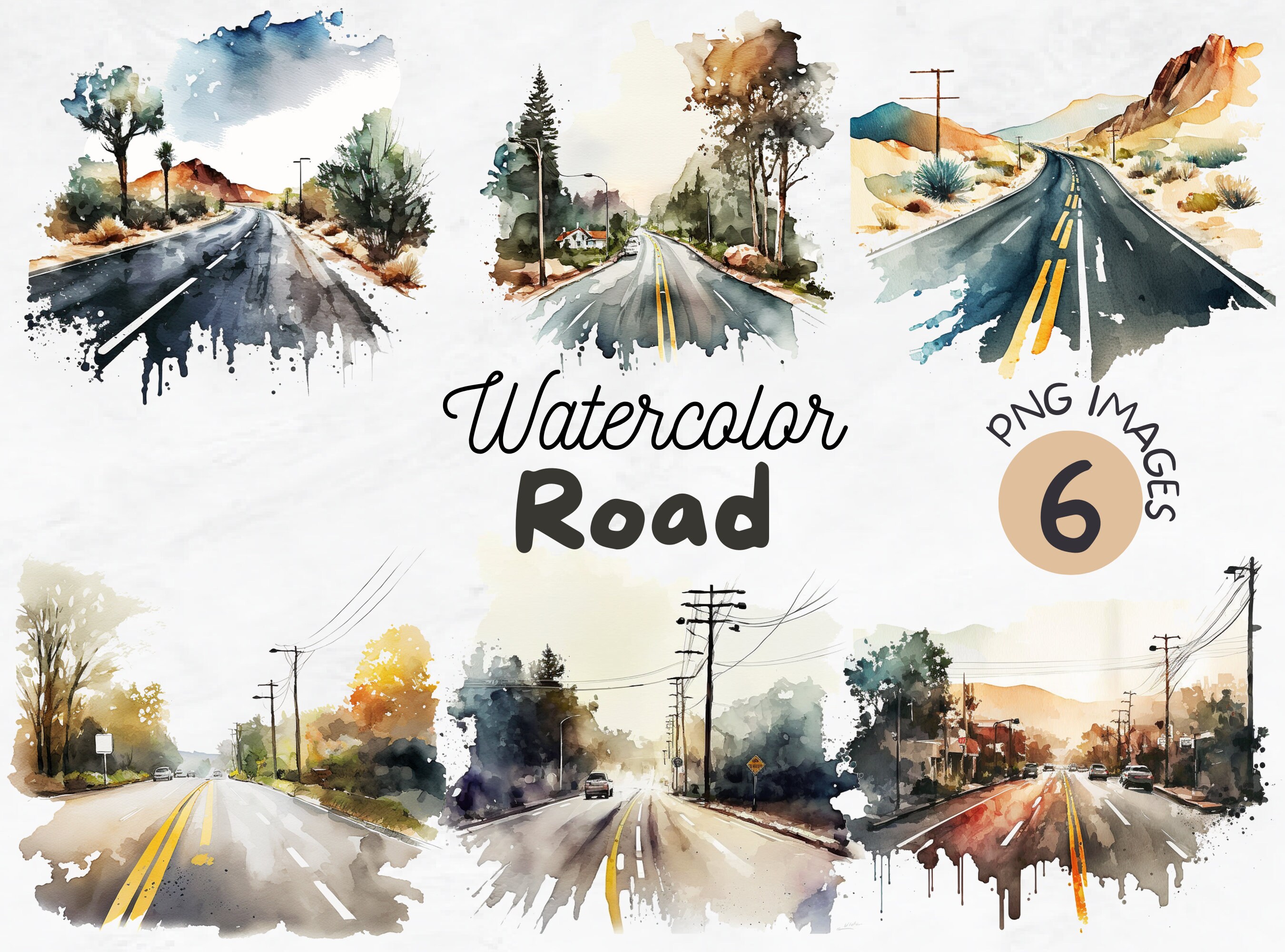 Watercolor Road PNG Watercolor Roads Clipart Camping Png Traveling ...