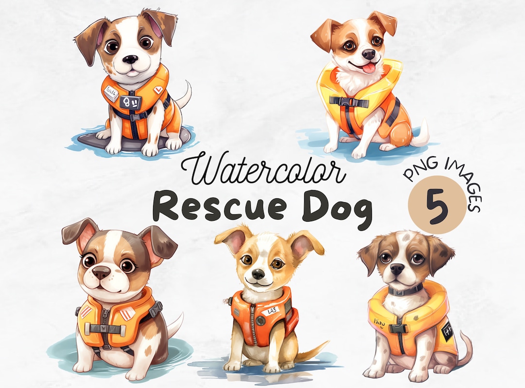 Watercolor Rescue Dog PNG Rescue Dog Clipart Puppy Clipart Dog Lover ...