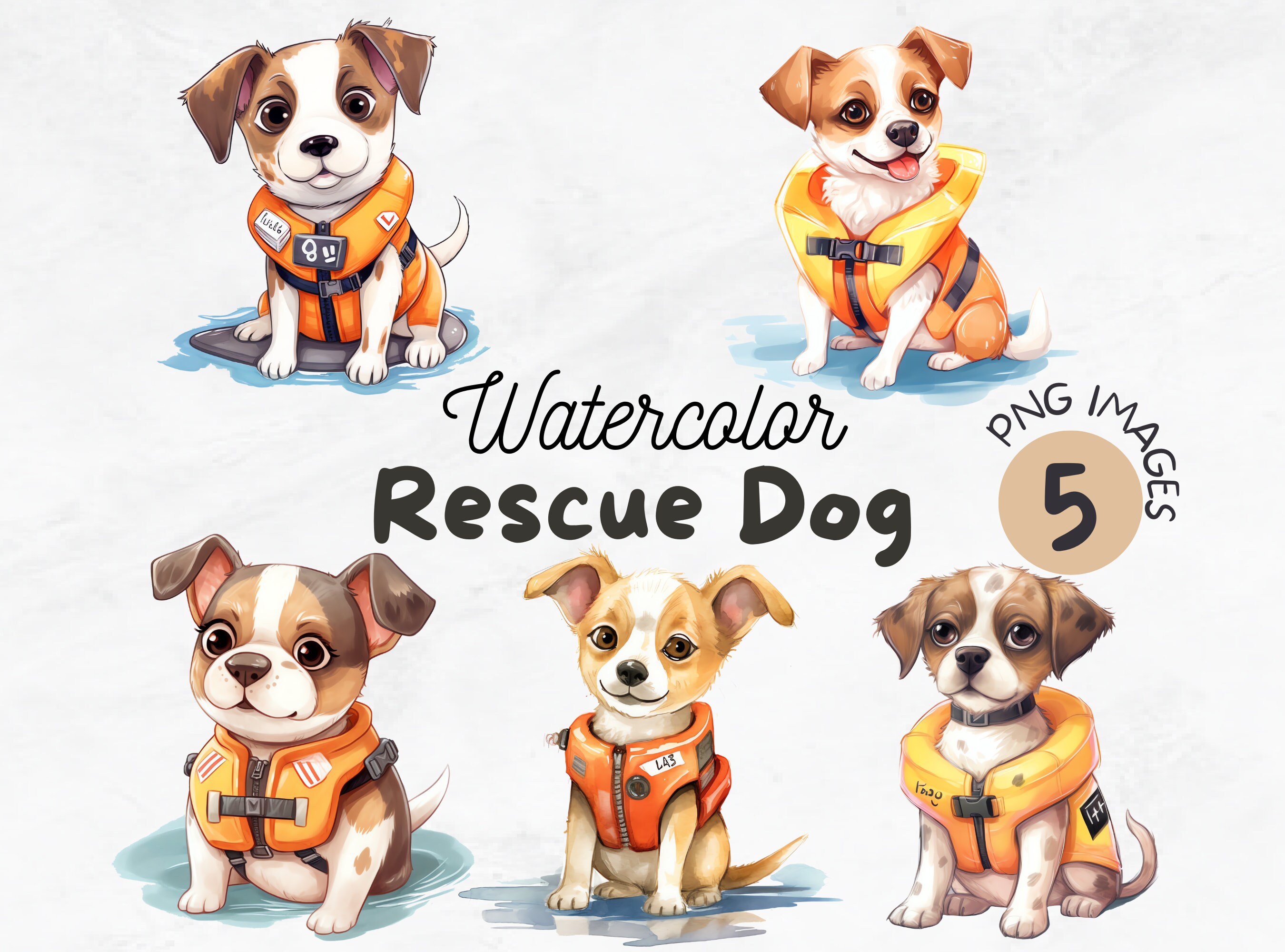 Watercolor Rescue Dog PNG Rescue Dog Clipart Puppy Clipart Dog Lover ...