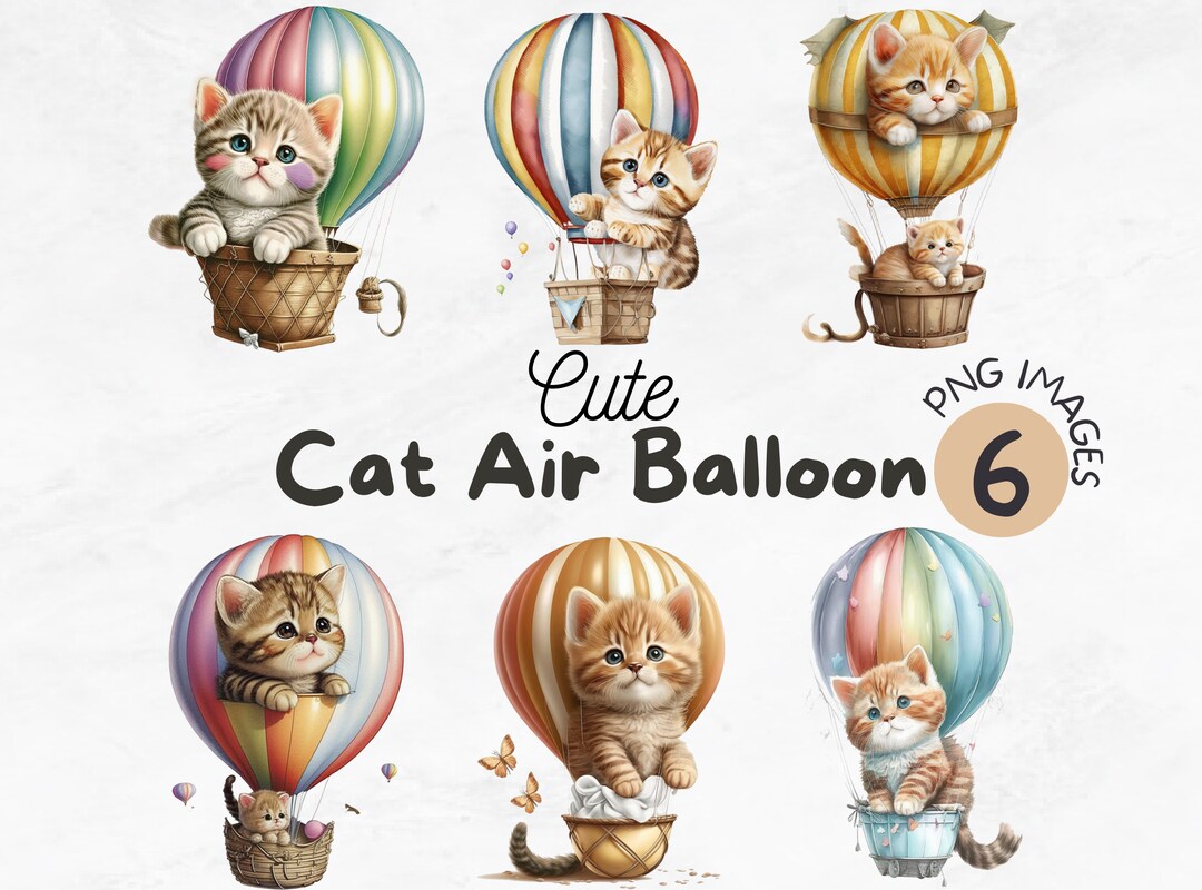 Cute Kitten With Air Balloon PNG Cat Clipart Cat Png Kitten Png Cat ...