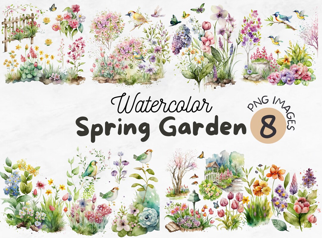 Watercolor Spring Garden Flowers PNG | Flowers Clipart | Garden Png ...