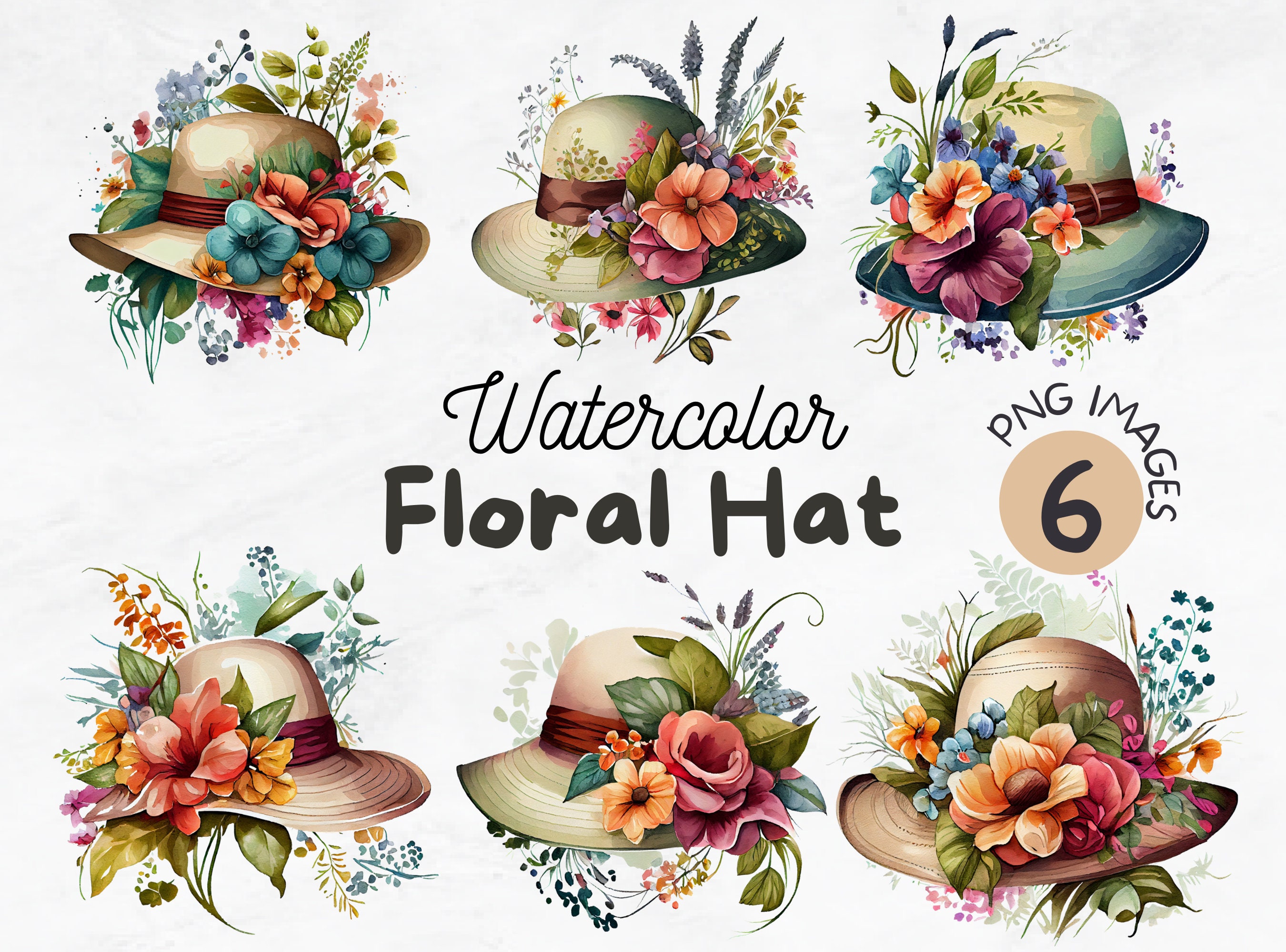 Watercolor Floral Hat PNG Floral Hat Clipart Hat Png Flowers Clipart ...
