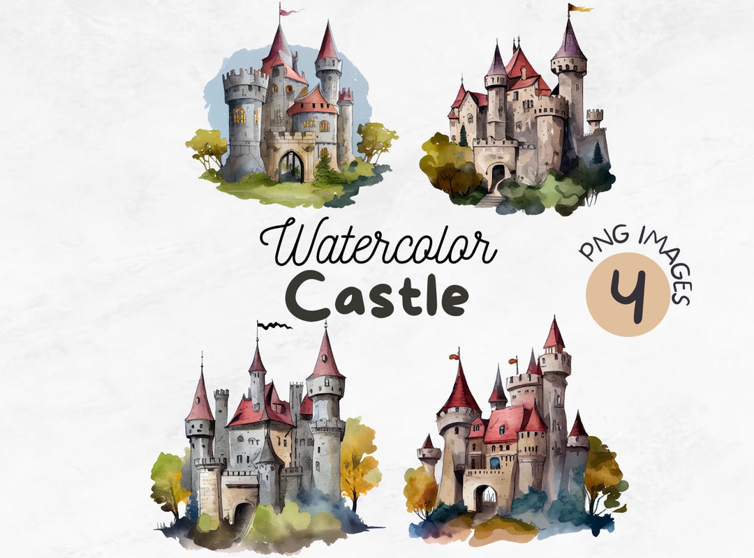Watercolor Medieval Castle PNG Castle Clipart Castle Sublimation Magic ...