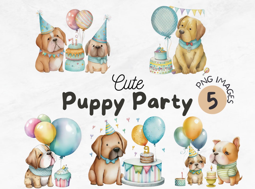 Cute Dog Party PNG | Dog Clipart | Cute Puppy | Kids Png | Puppy ...