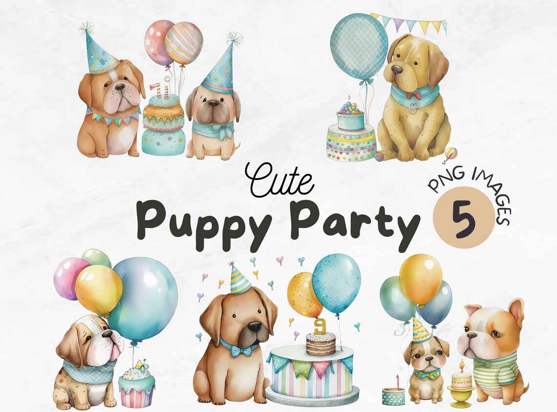 Cute Dog Party PNG Dog Clipart Cute Puppy Kids Png - Etsy