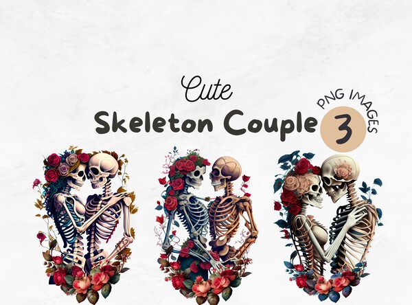 Skeleton Romance PNG, Skeletons in Love, Halloween PNG, Cute Halloween ...