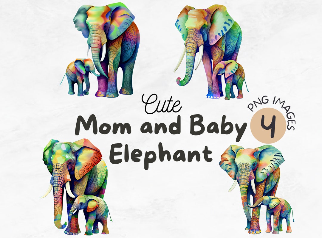 Mom and Baby Elephant Png Elephant Clipart Elephant Art Safari Animals ...