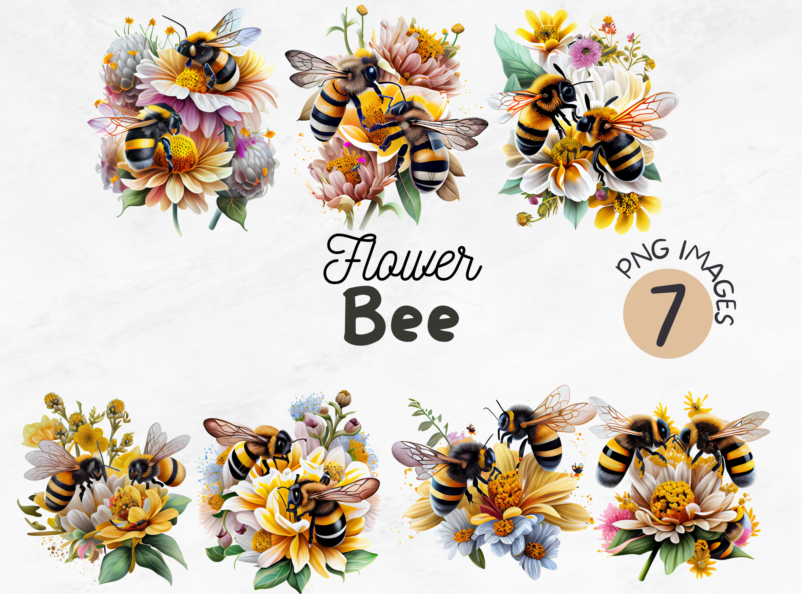 Bee on a Flower PNG Bee Clipart Honeybee Clipart Summer Clipart Insect ...