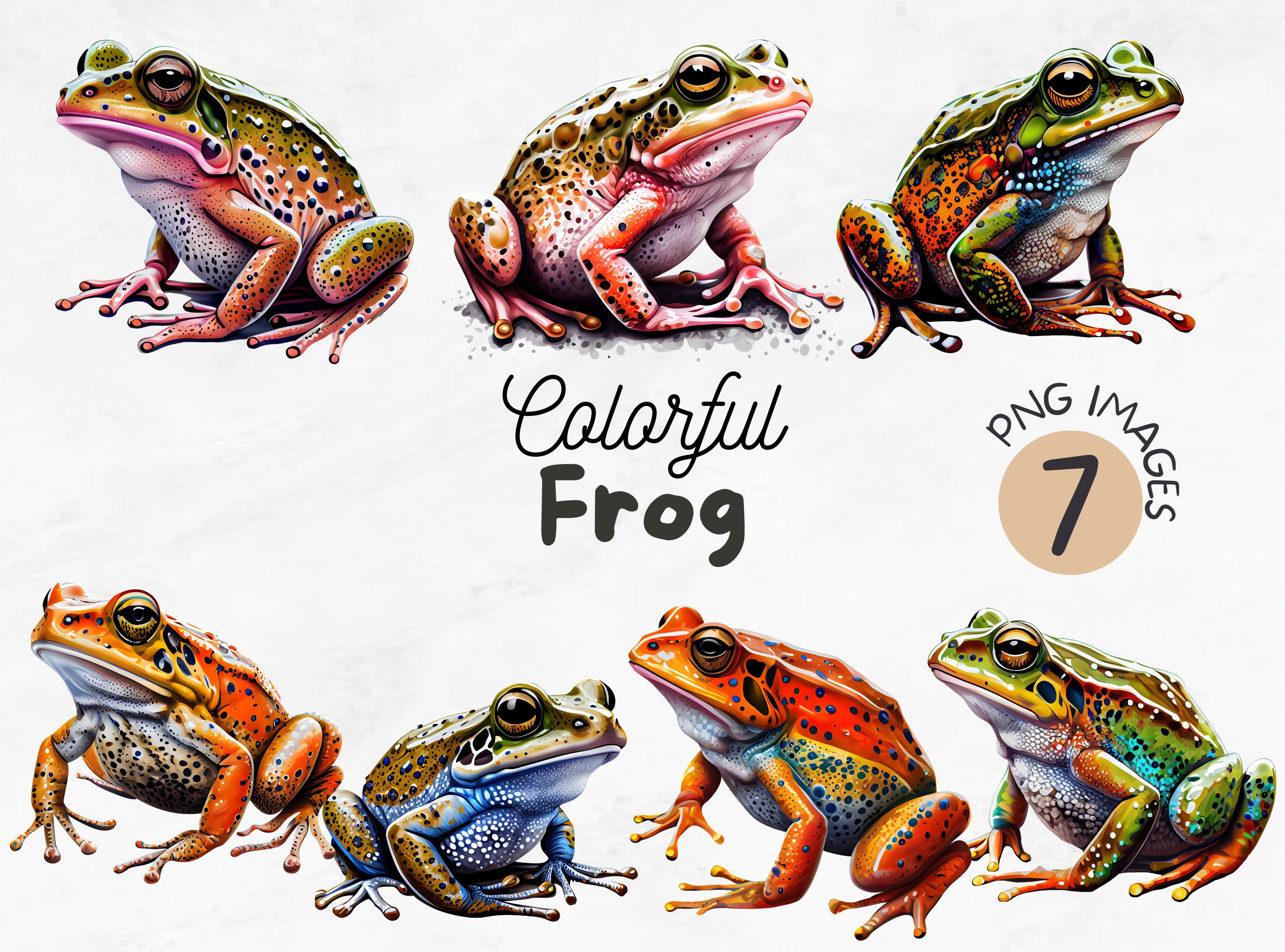 Colorful Frogs Clipart