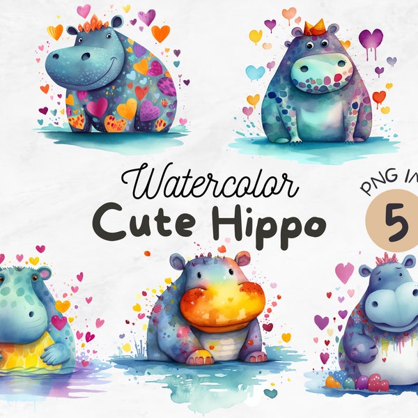 Hippo Clipart - Etsy UK