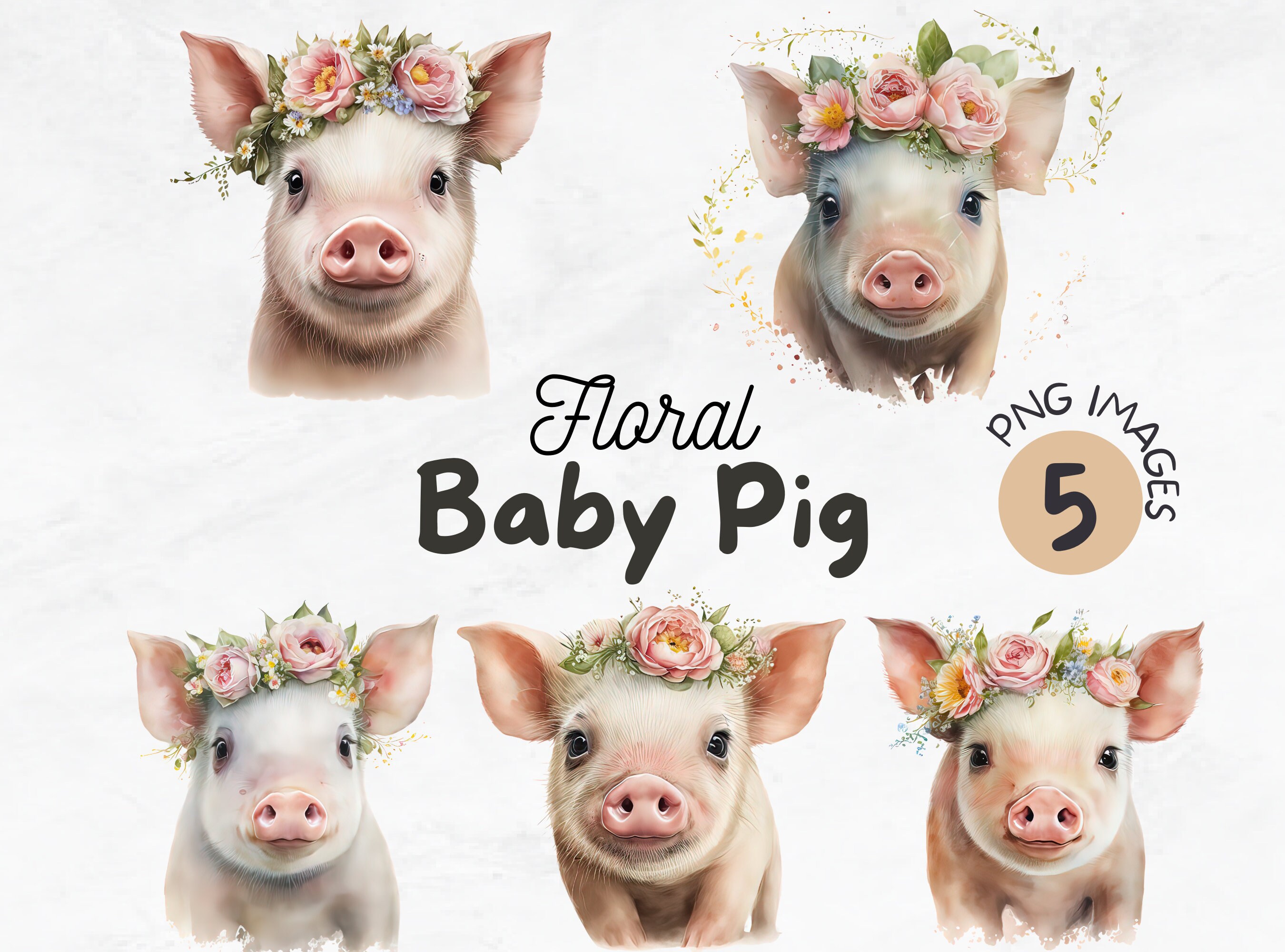 Floral Baby Pig PNG Baby Pig Clipart Cute Pig Png Pig Designs Kids ...