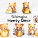Watercolor Honey Bear PNG | Honey Bear Clipart | Kids Clipart | Baby ...