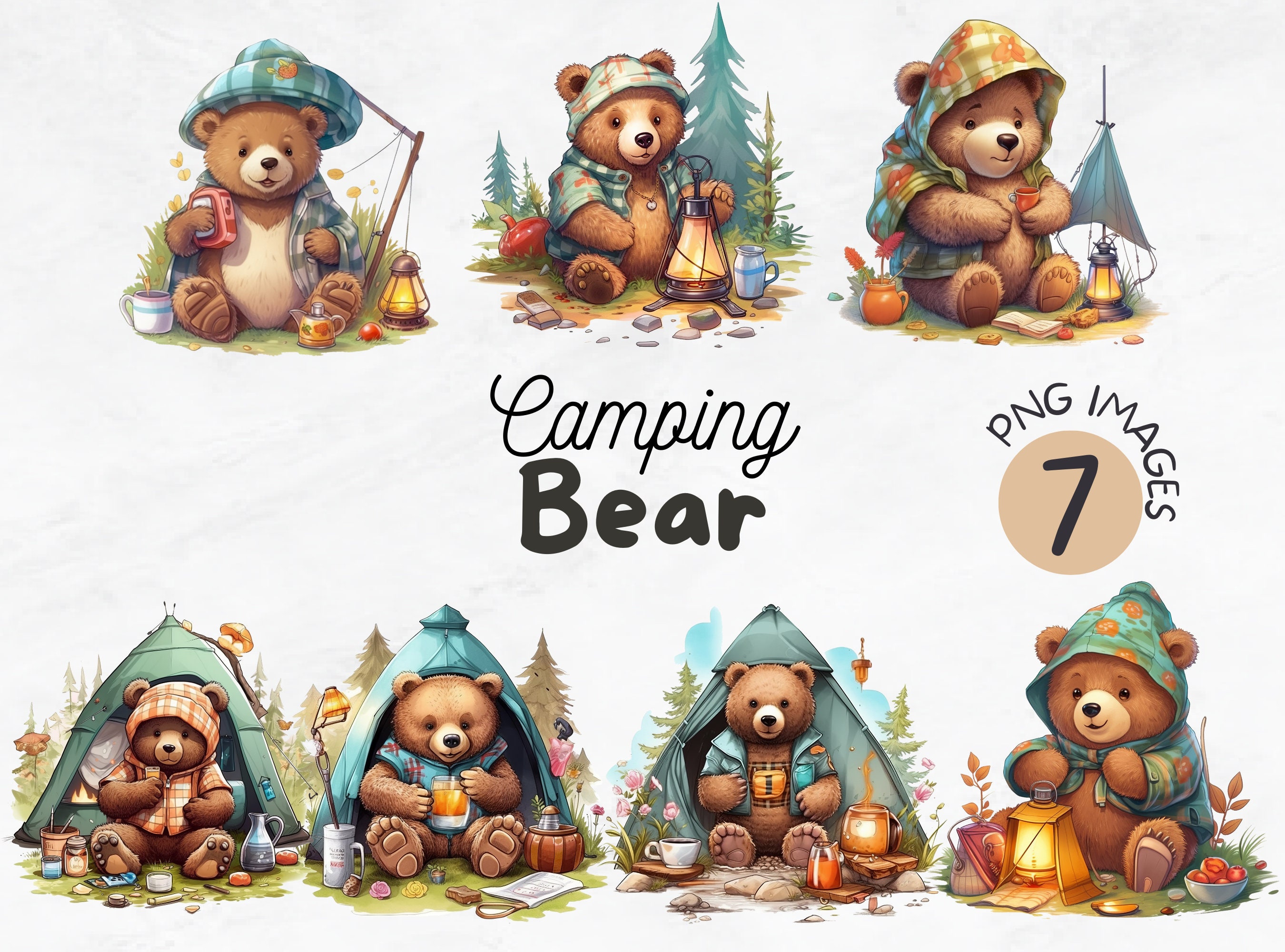 Camping Bear PNG Bear Clipart Cute Bear Png Camping Clipart Camping Png ...