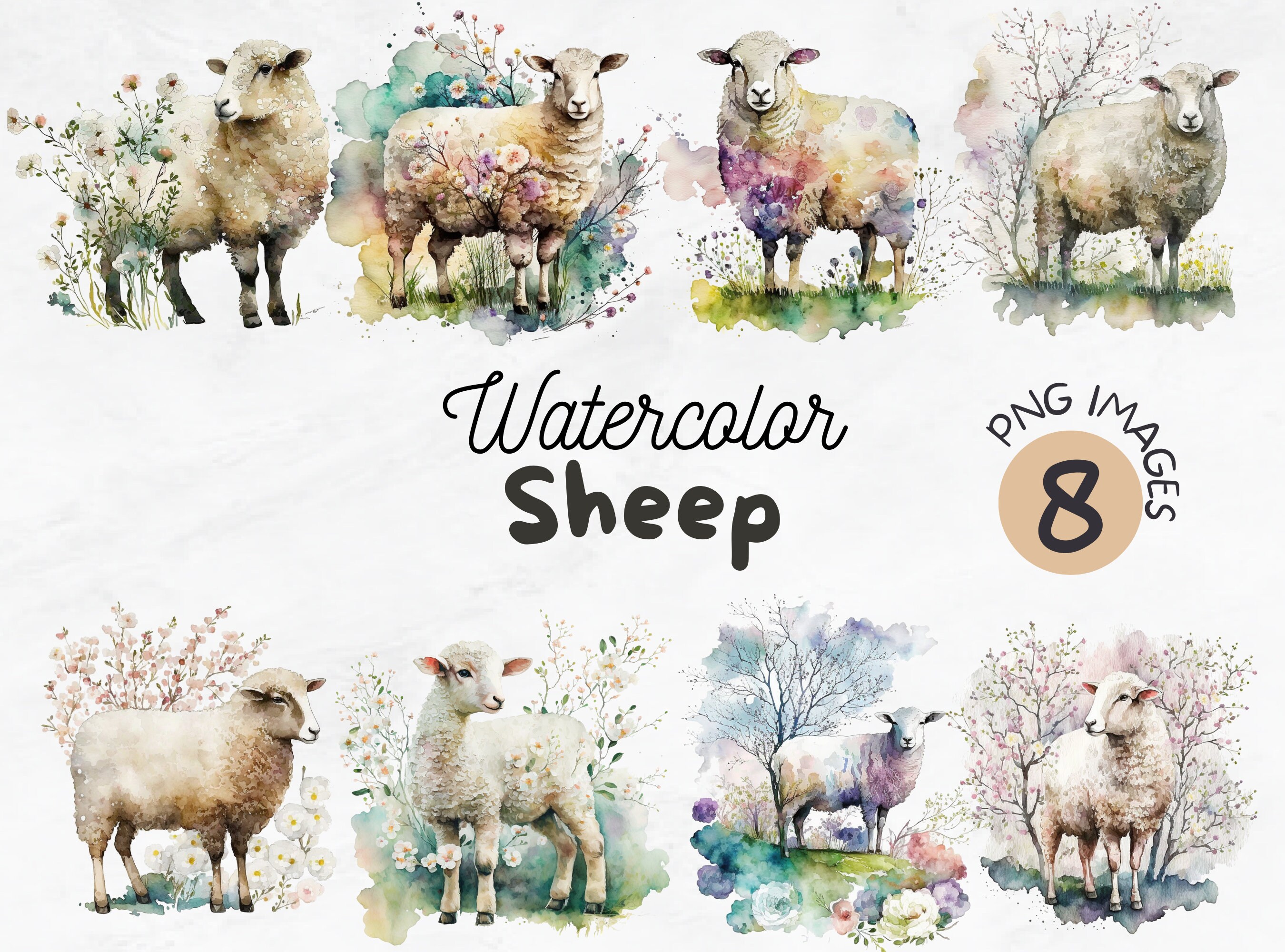 Watercolor Sheep PNG Sheep Clipart Cute Sheep Png Sheep Art Sublimation ...