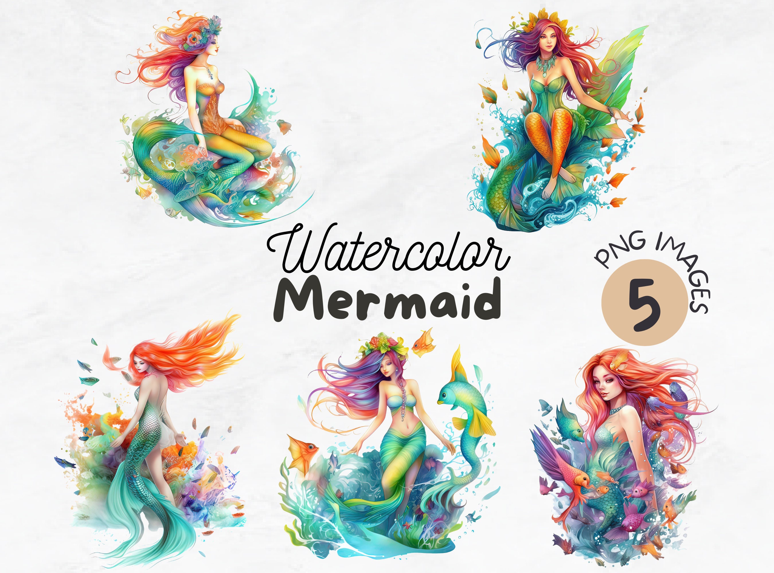 Watercolor Mermaid PNG Mermaid Png Mermaid Clipart Mermaid Sublimation ...