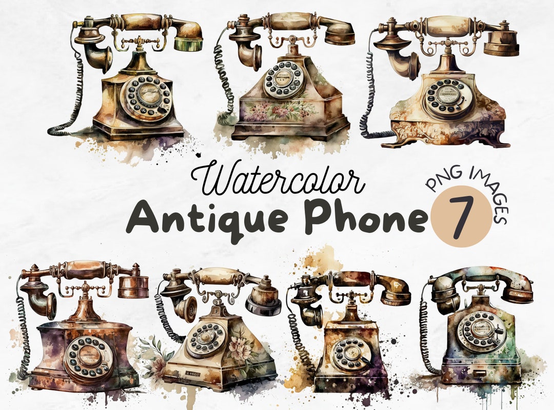 Watercolor Antique Telephone PNG | Antique Telephone Clipart | Vintage ...