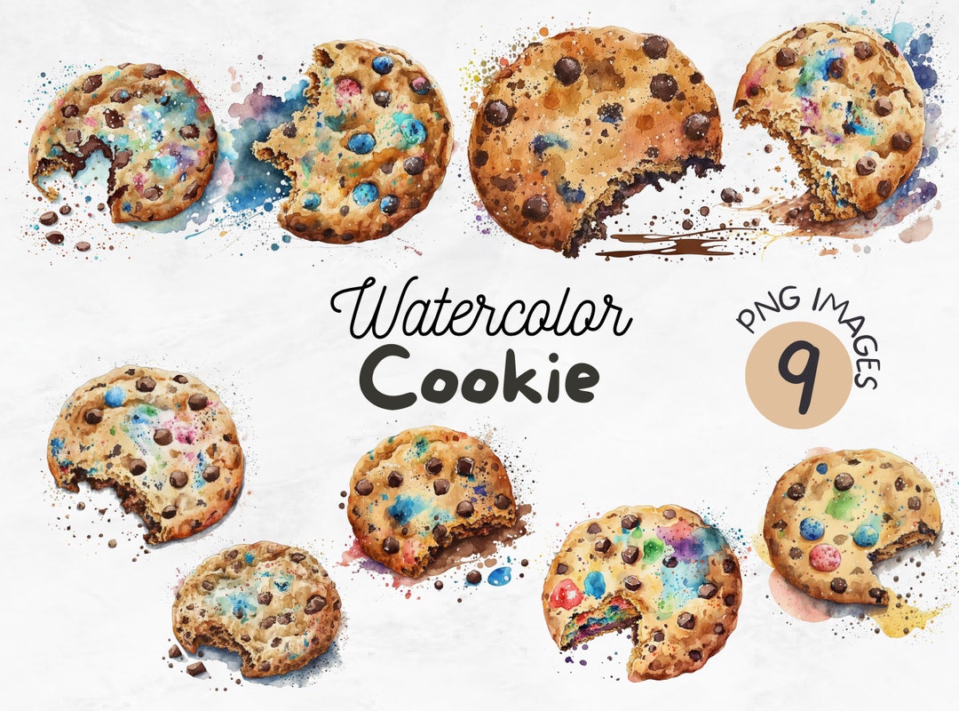 Watercolor Cookie PNG Chocolate Chip Cookies Clipart Baking Clipart ...