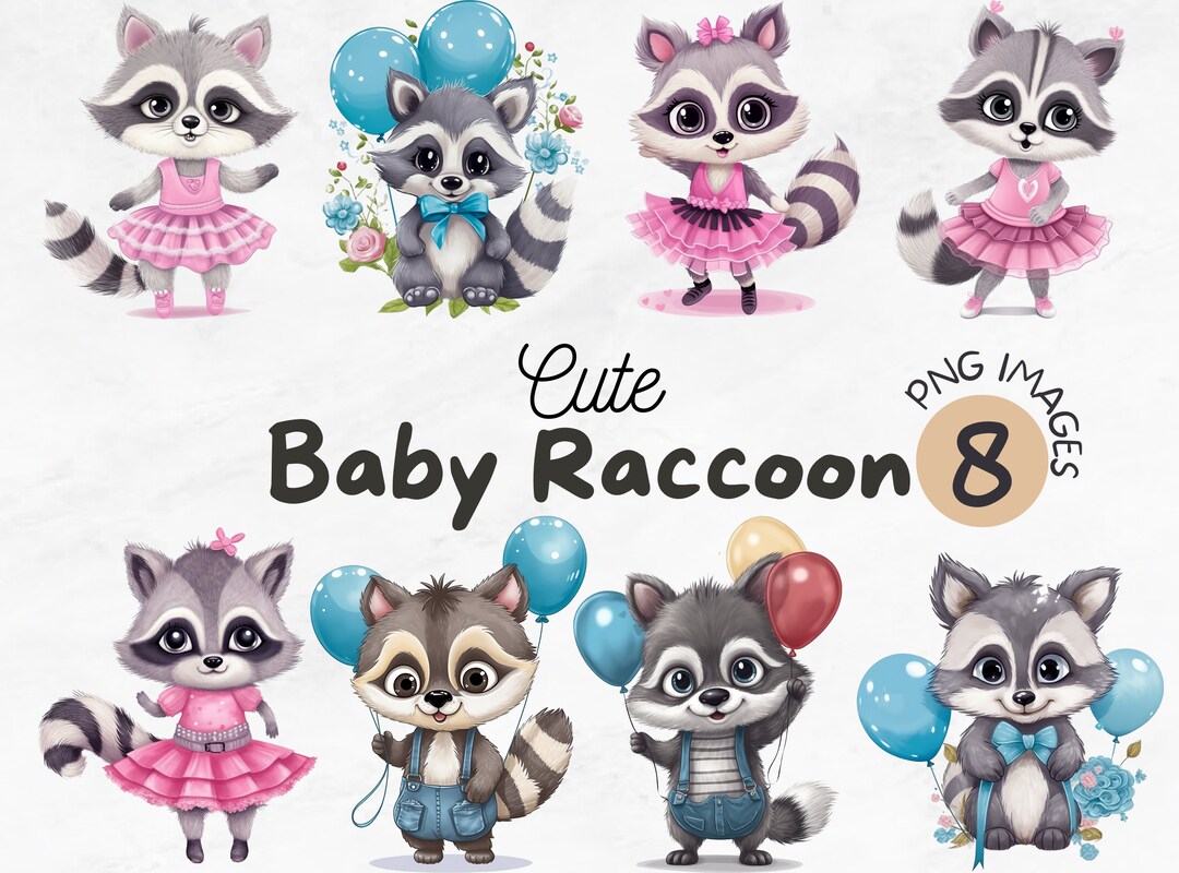 Cute Baby Raccoon PNG | Raccoon Clipart | Raccoon Art | Kids Clipart ...