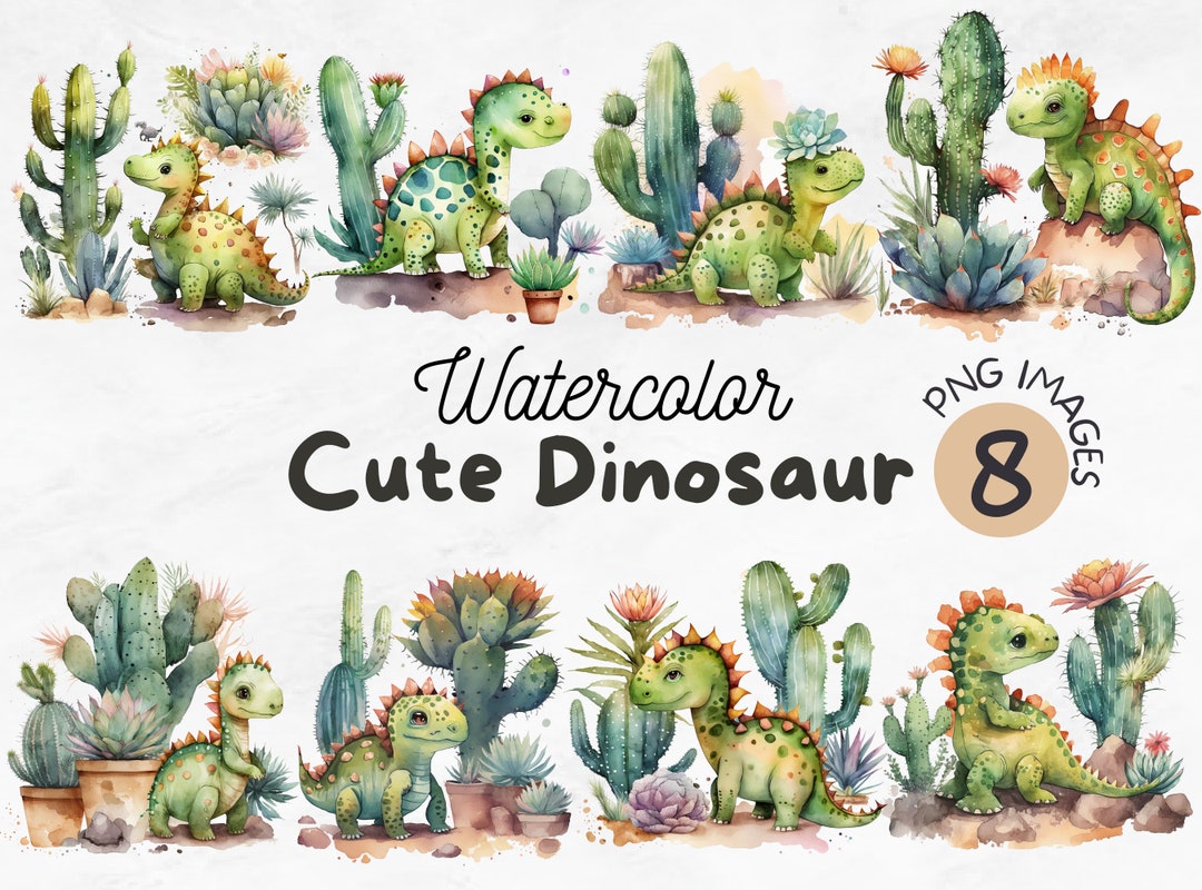 Watercolor Cute Dinosaur PNG | Dinosaur Clipart | Dinosaur Sublimation ...