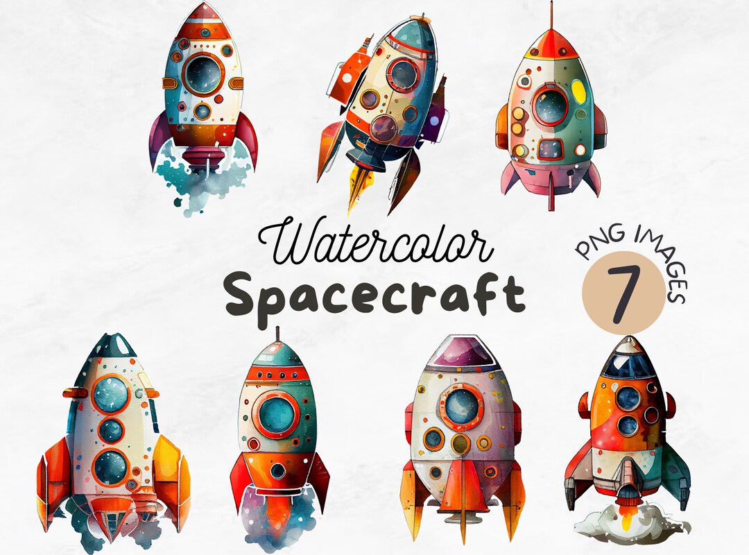 Watercolor Spacecraft PNG | Astronaut Clipart | Space Png | Spacecraft ...