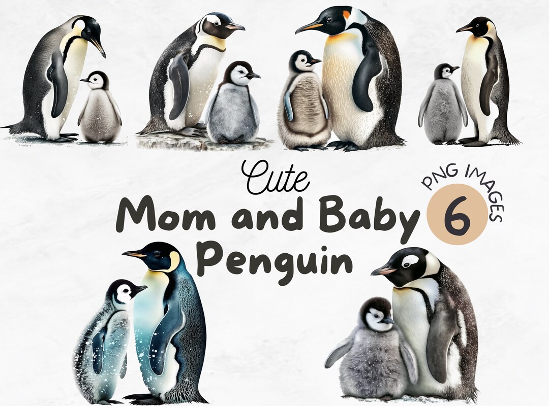 Cute Mom and Baby Penguin PNG Penguin Clipart Arctic Clipart Penguin ...