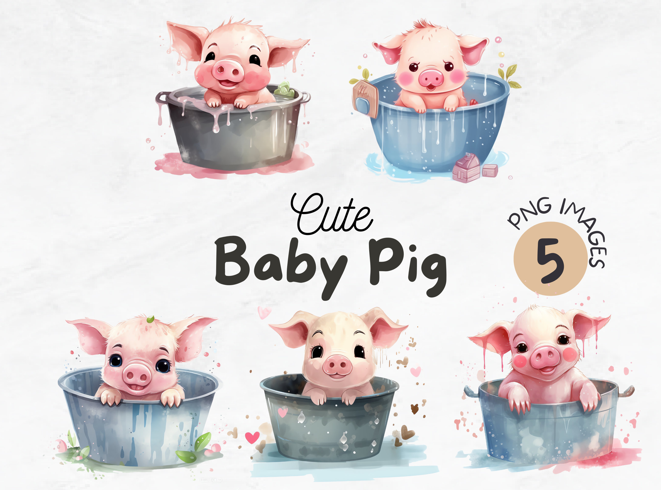 Cute Baby Pigs Clipart