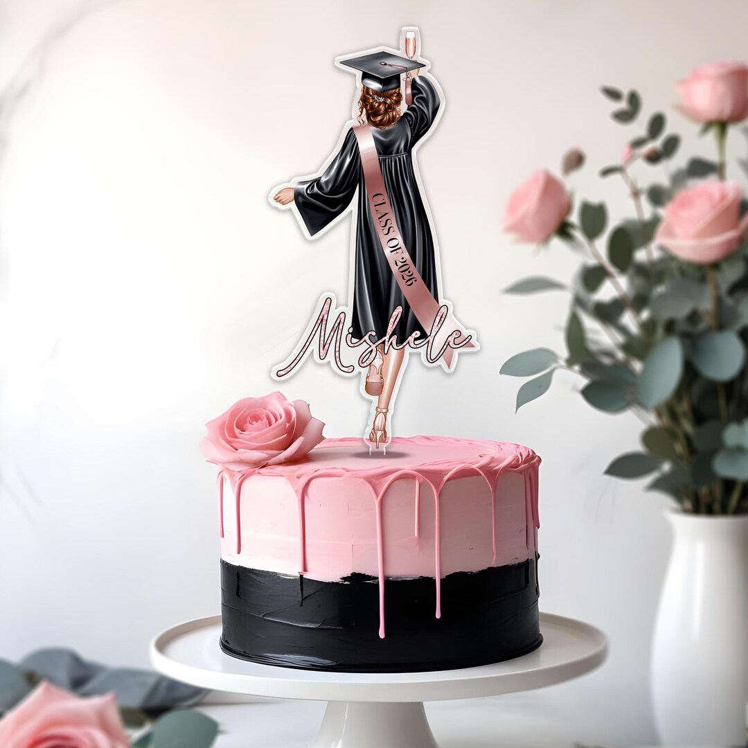 Custom Graduation Cake Topper – Female Graduate With Name, Class of ...