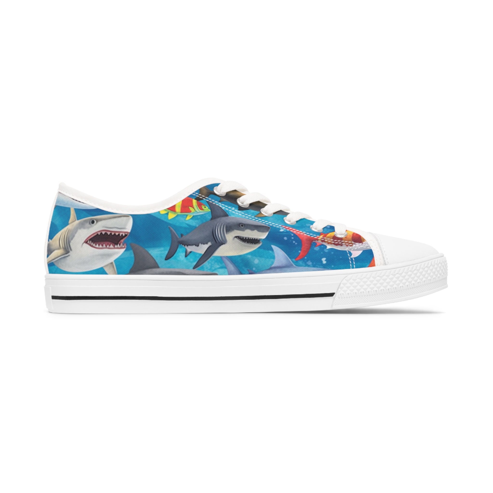 Sharks Low Top Converse Style Sneakers Fun Colorful Shoes - Etsy