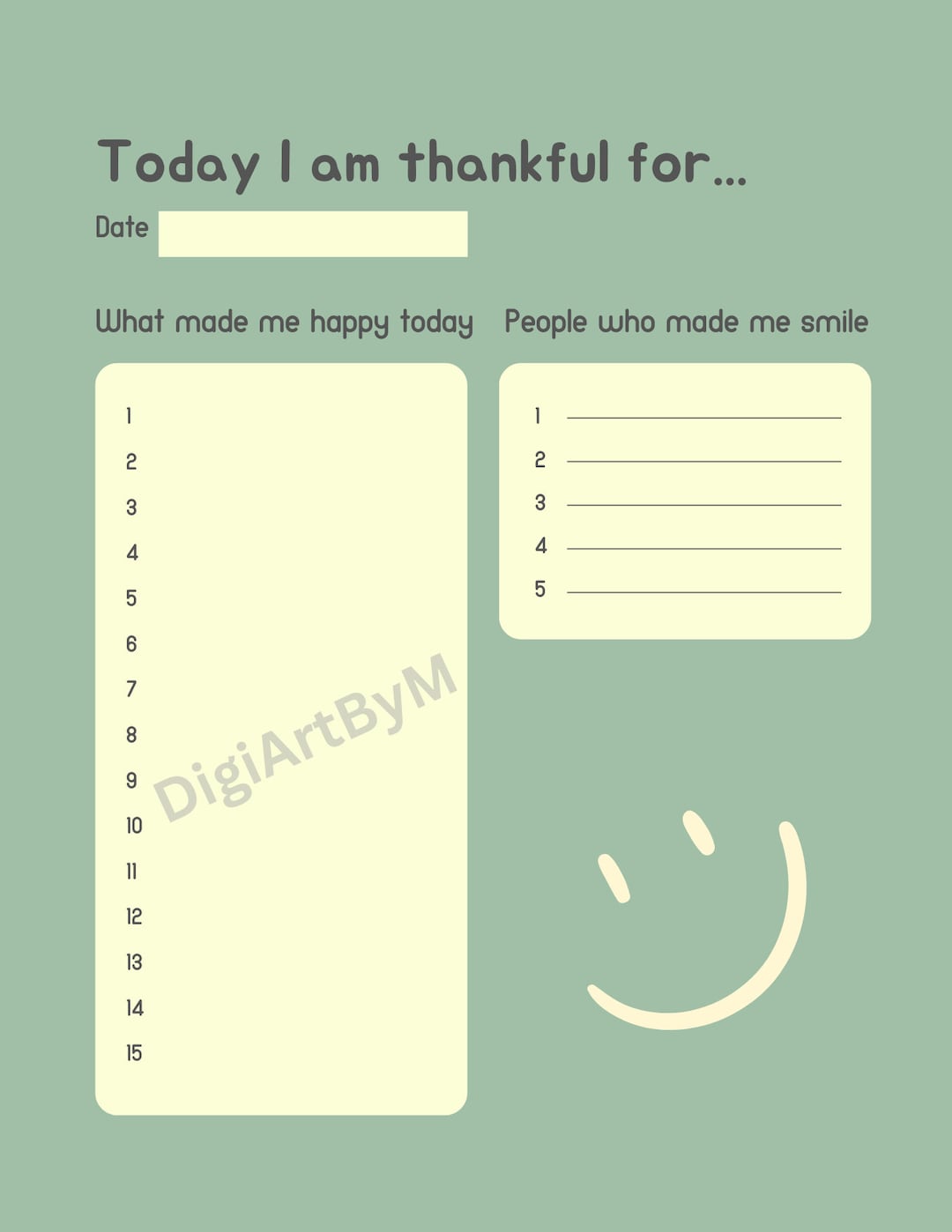 Daily Gratitude List - Printable PDF File - High Quality - Etsy