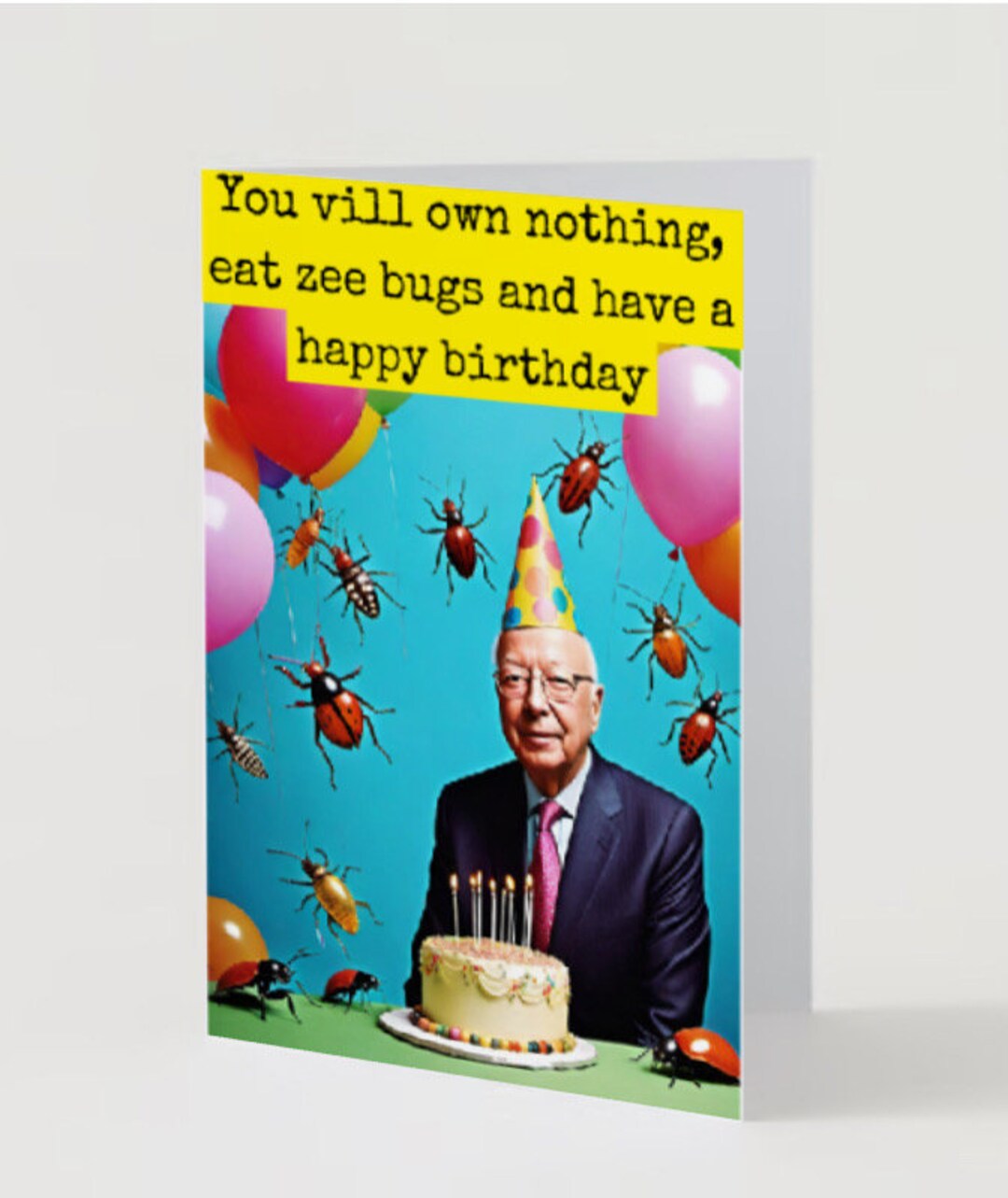 Funny New World Order Birthday Card You Will Eat Zee Bugs Birthday Card ...