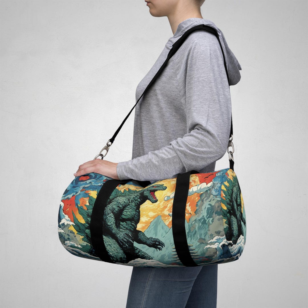 Vintage Godzilla Duffel Bag Japanese Art Luggage Comic Book Travel Bag ...