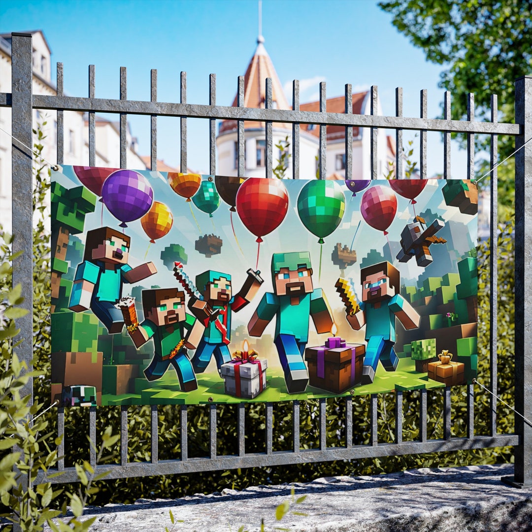 Minecraft Birthday Banner, Kids Decor, Minecraft, Creeper, TNT Banner ...