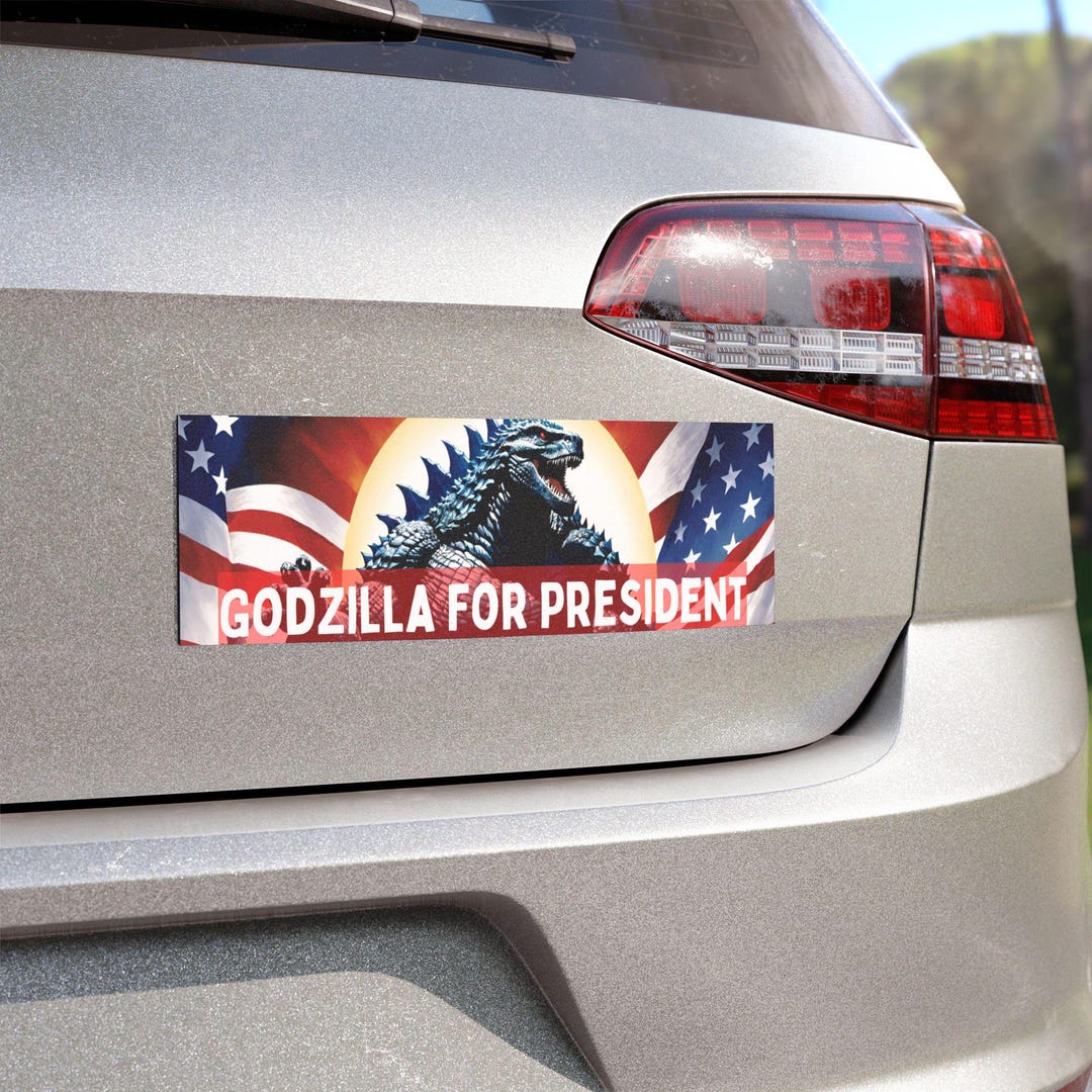 Vintage Godzilla for President Car Magnet Funny Gift Cute Car Magnet ...