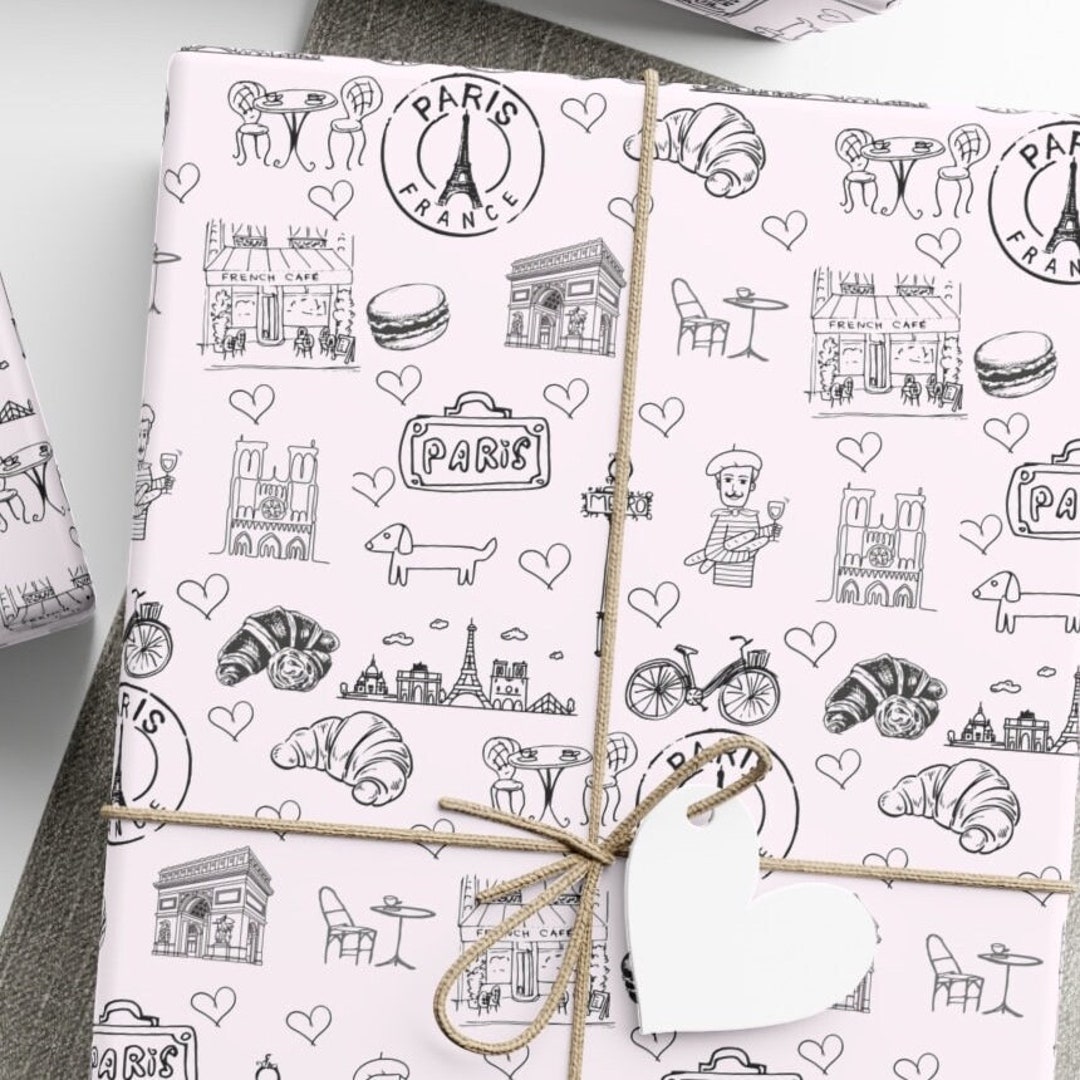 Paris France Birthday Wrapping Paper, Paris Themed Wrapping Paper ...