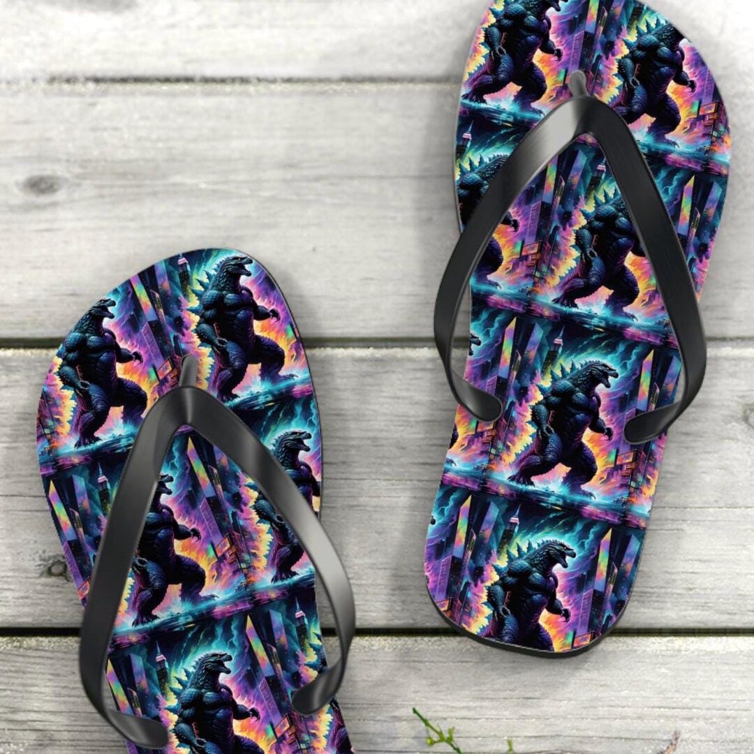 Electric Godzilla Flip Flops, Godzilla Figure Footwear, All Season ...