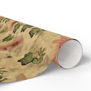 Vintage Look Frog and Flowers Wrapping Paper, Vintage Frog Gift Wrap ...